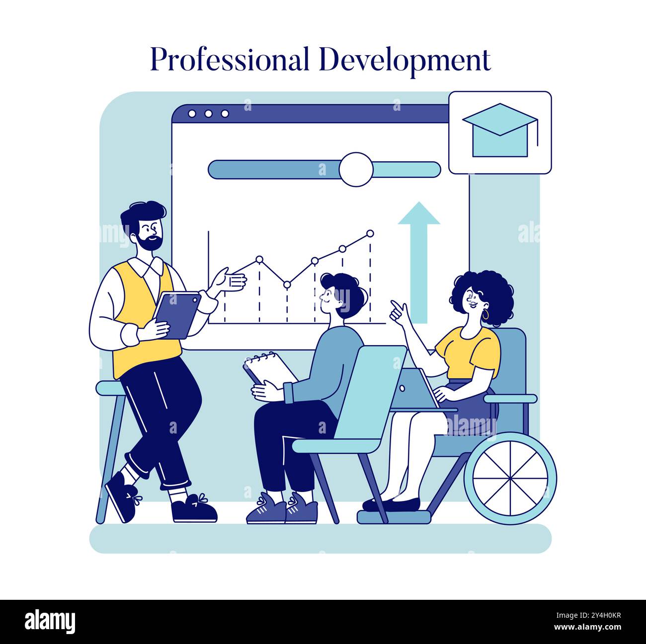 Professional Development concept. A diverse team engages in a growth ...