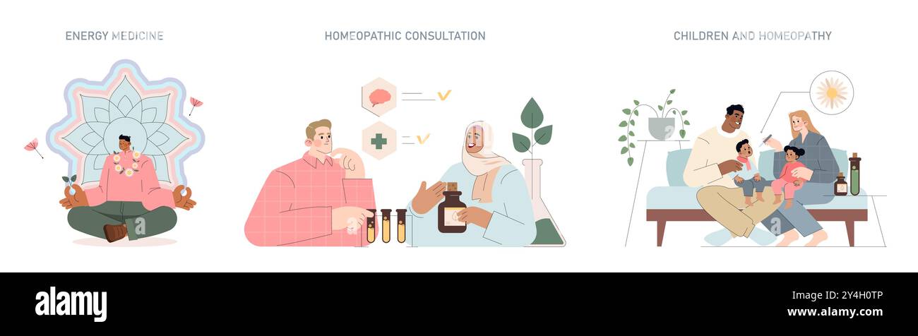 Homeopathy set. Illustration of holistic health practices featuring ...