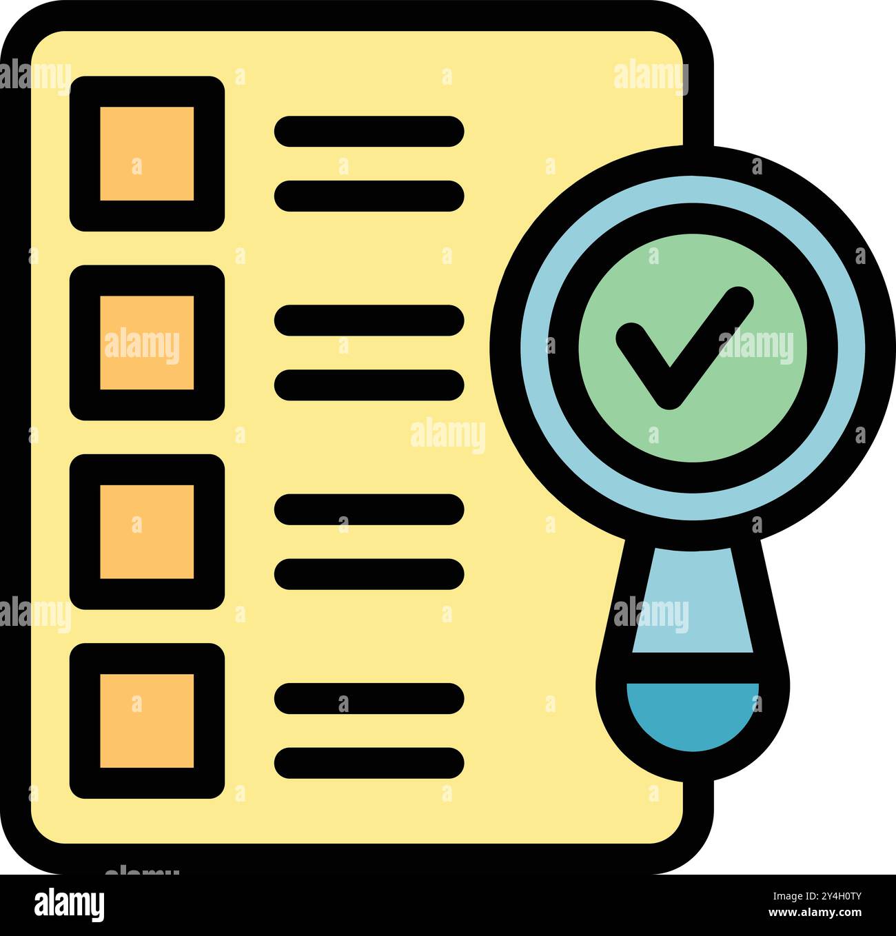 Magnifying glass checklist showing verification hi-res stock ...