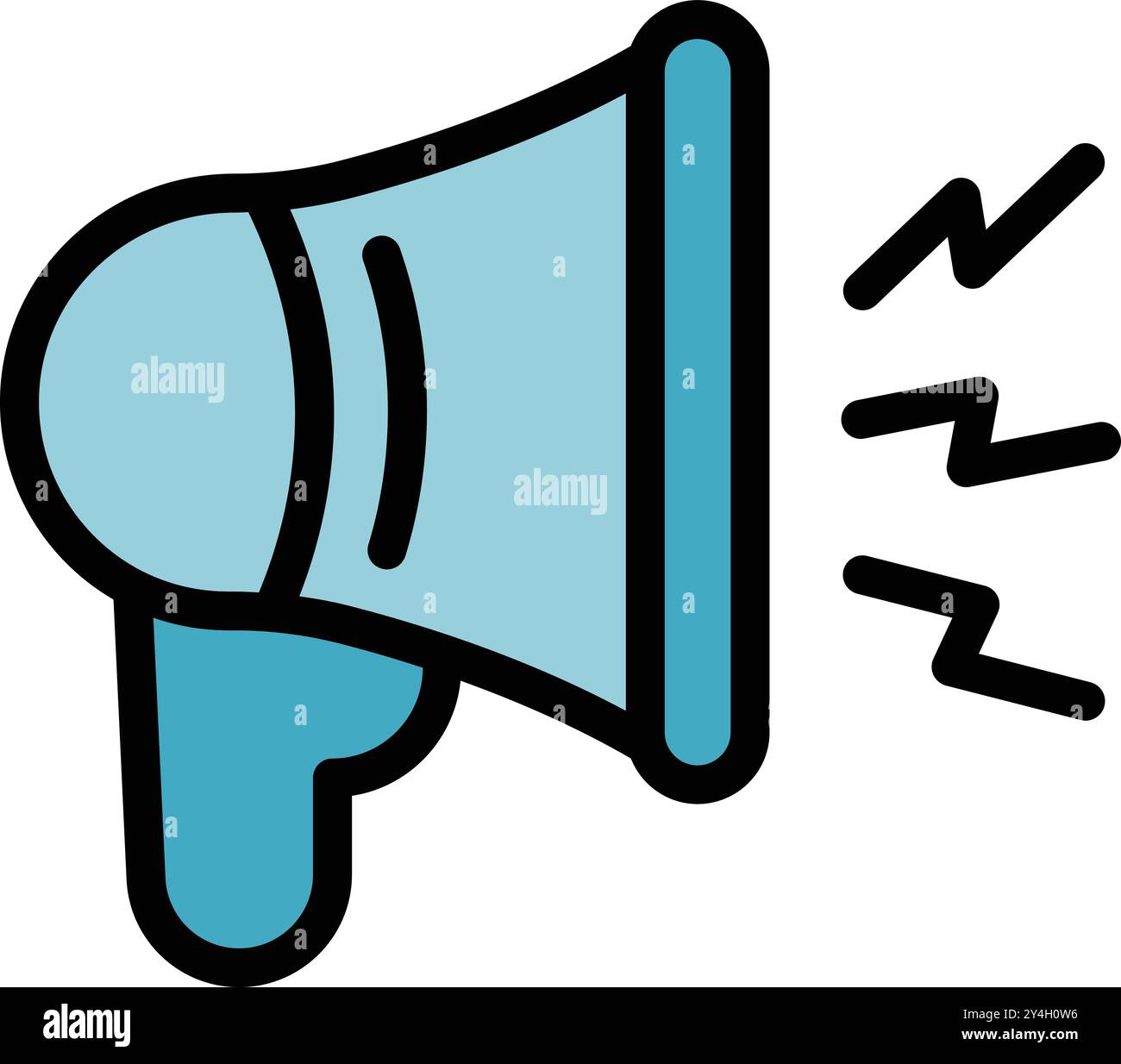Blue megaphone making announcement icon, communication concept Stock ...