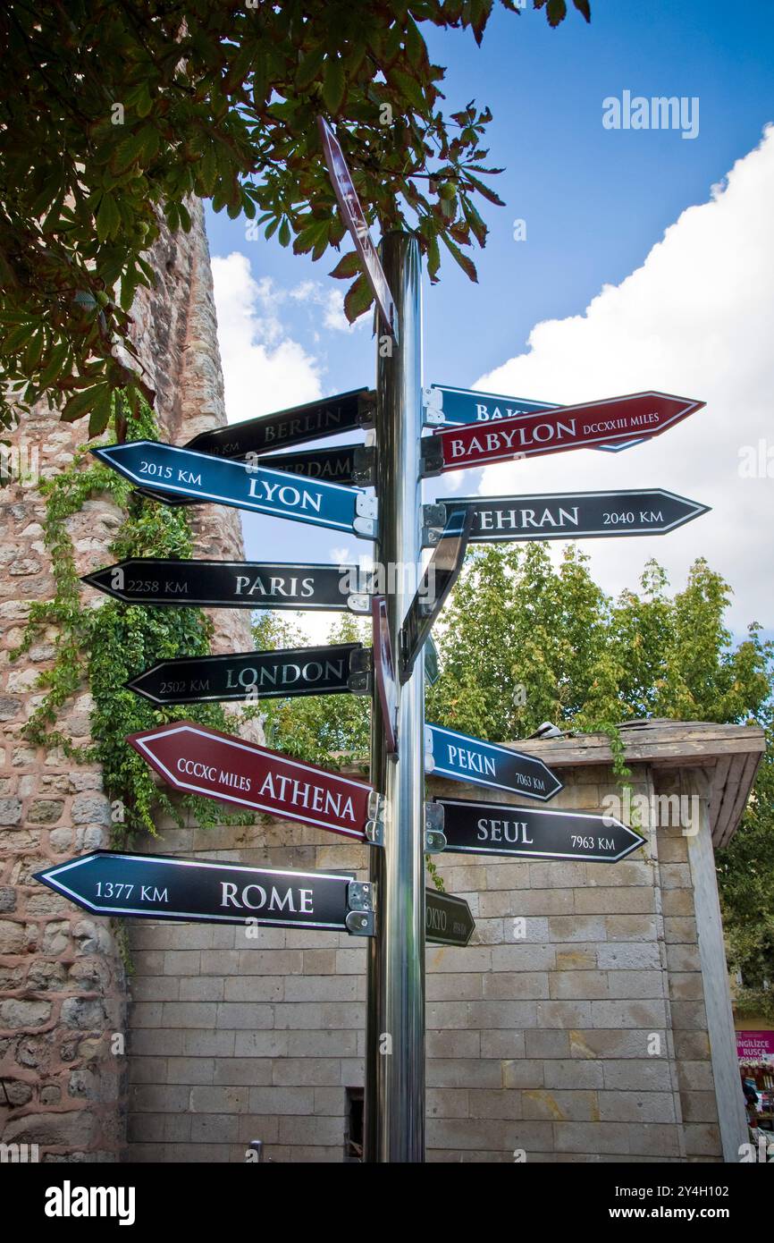Turkey, Istanbul, Sign with directions Stock Photo - Alamy