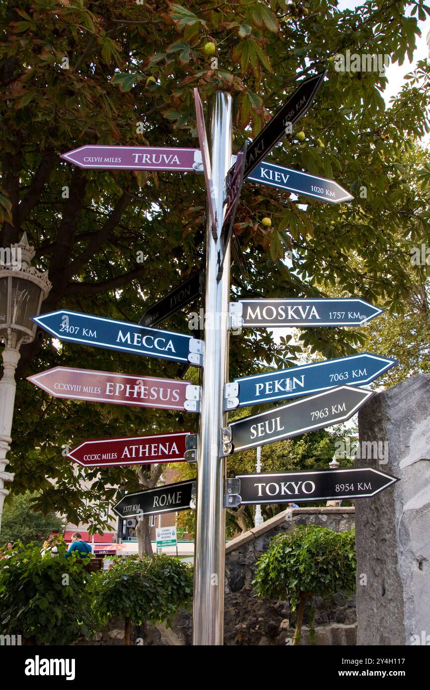 Turkey, Istanbul, Sign with directions Stock Photo - Alamy