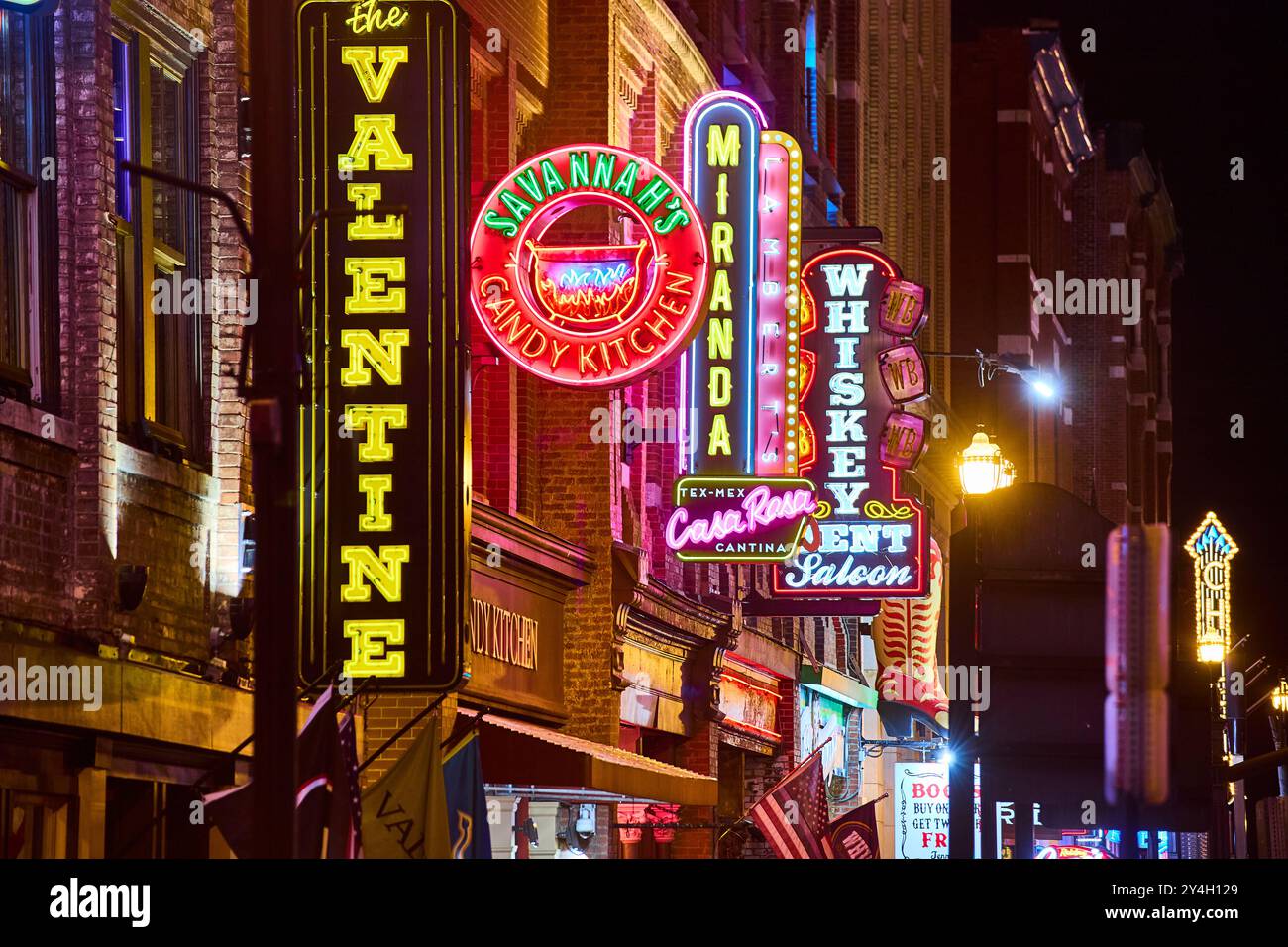 Neon Nightlife on Broadway Street Nashville Street Level Perspective ...