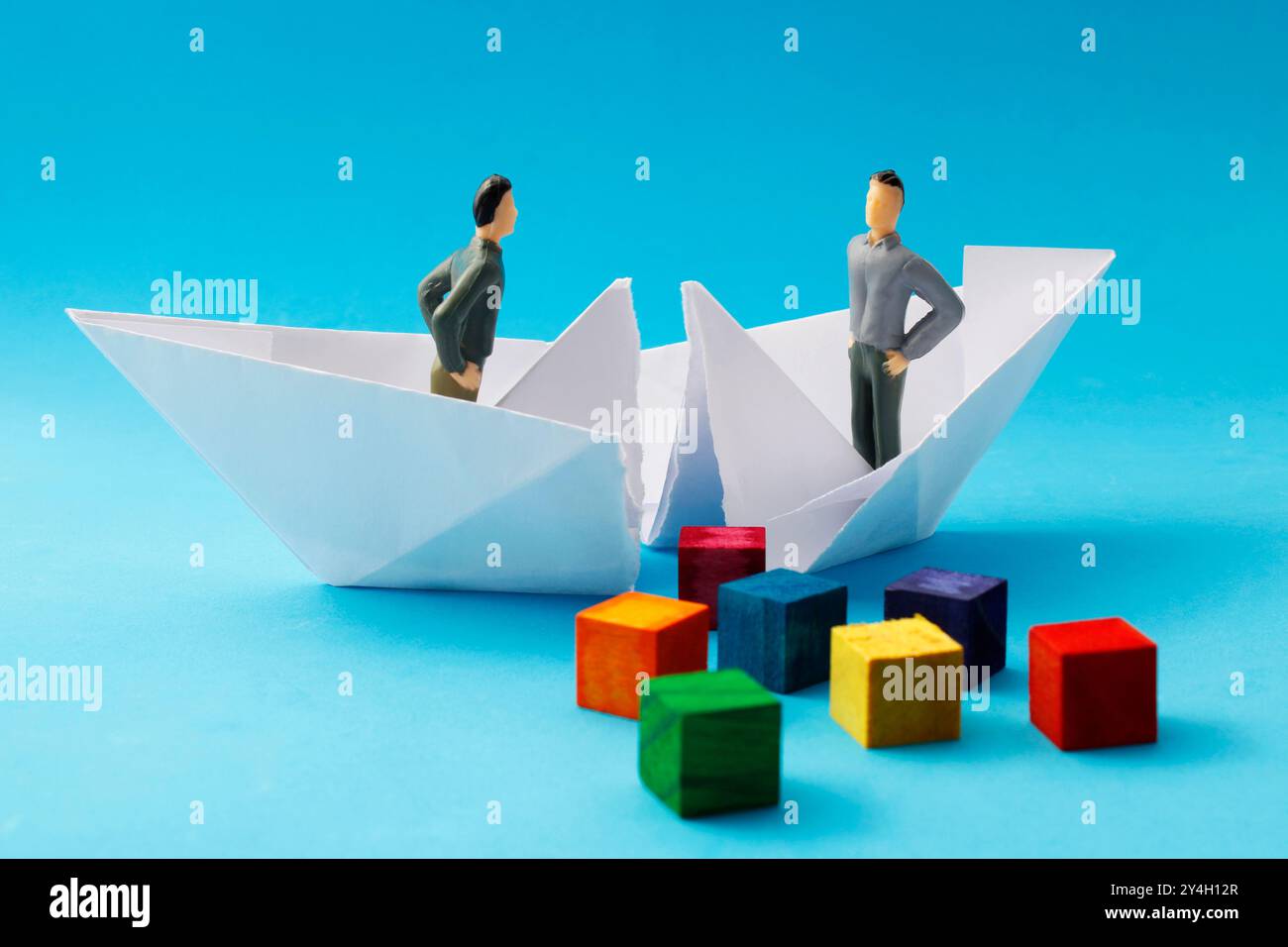 Broken ship with lost cargo due to divided opinions of two executives ...