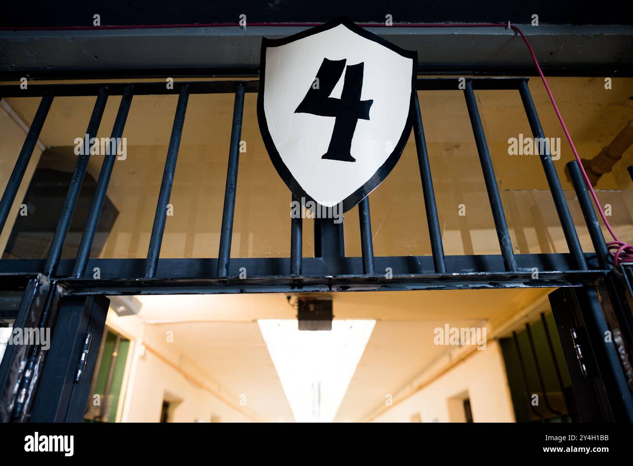 USHUAIA, Argentina — A sign identifies a prison corridor with the ...
