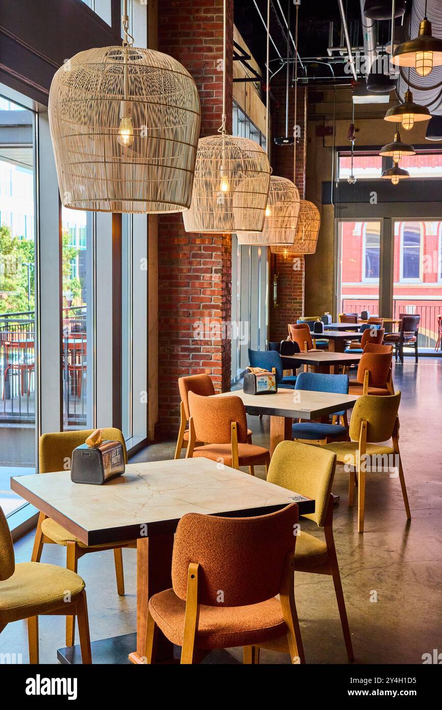 Modern Urban cafe Interior with Cozy Seating Eye Level Perspective ...