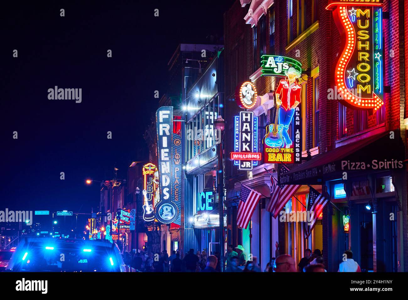 Neon Nightlife on Broadway Nashville Eye-Level Street View Stock Photo ...
