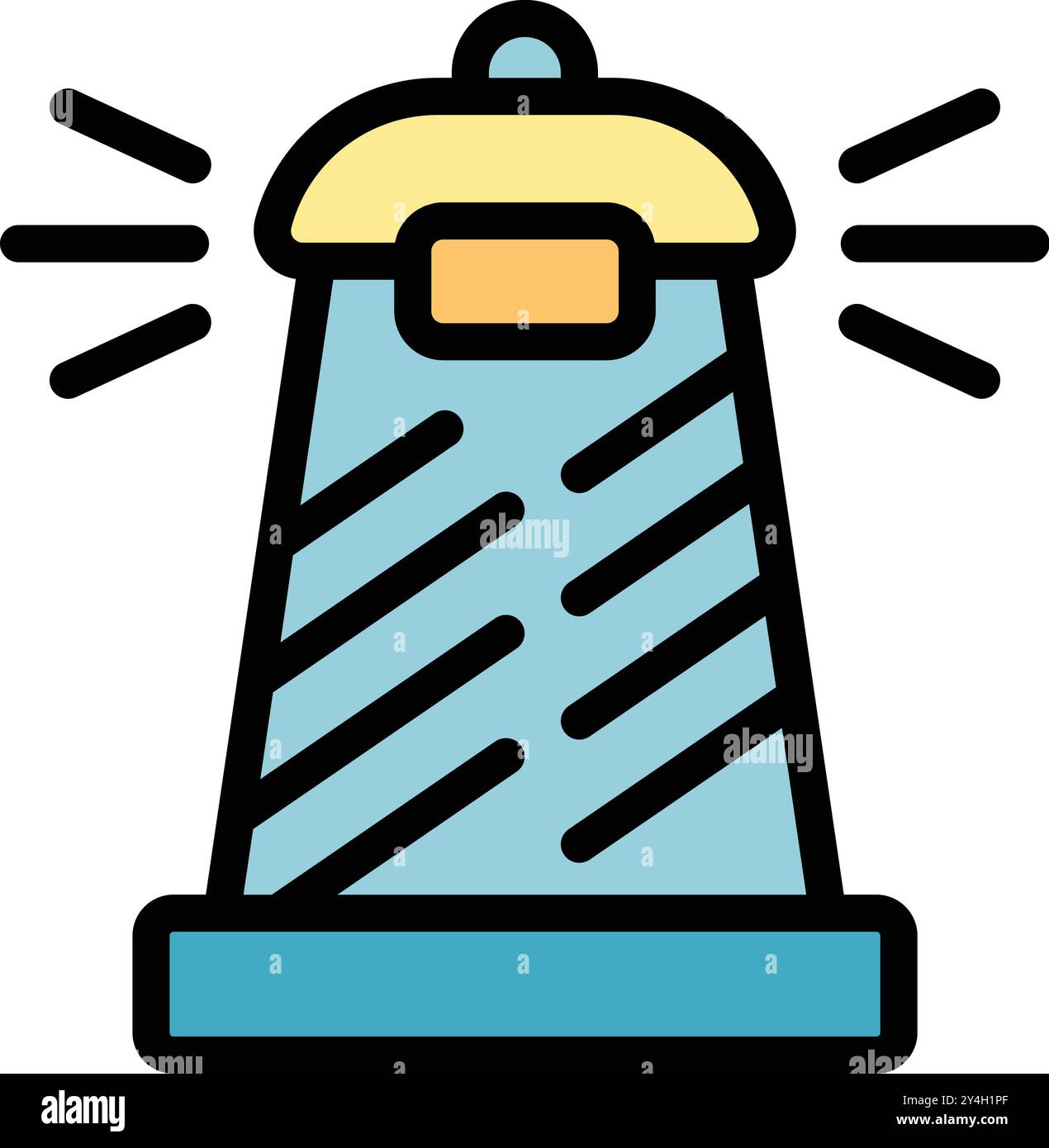 Cartoon lighthouse emitting a light signal to guide ships and boats ...