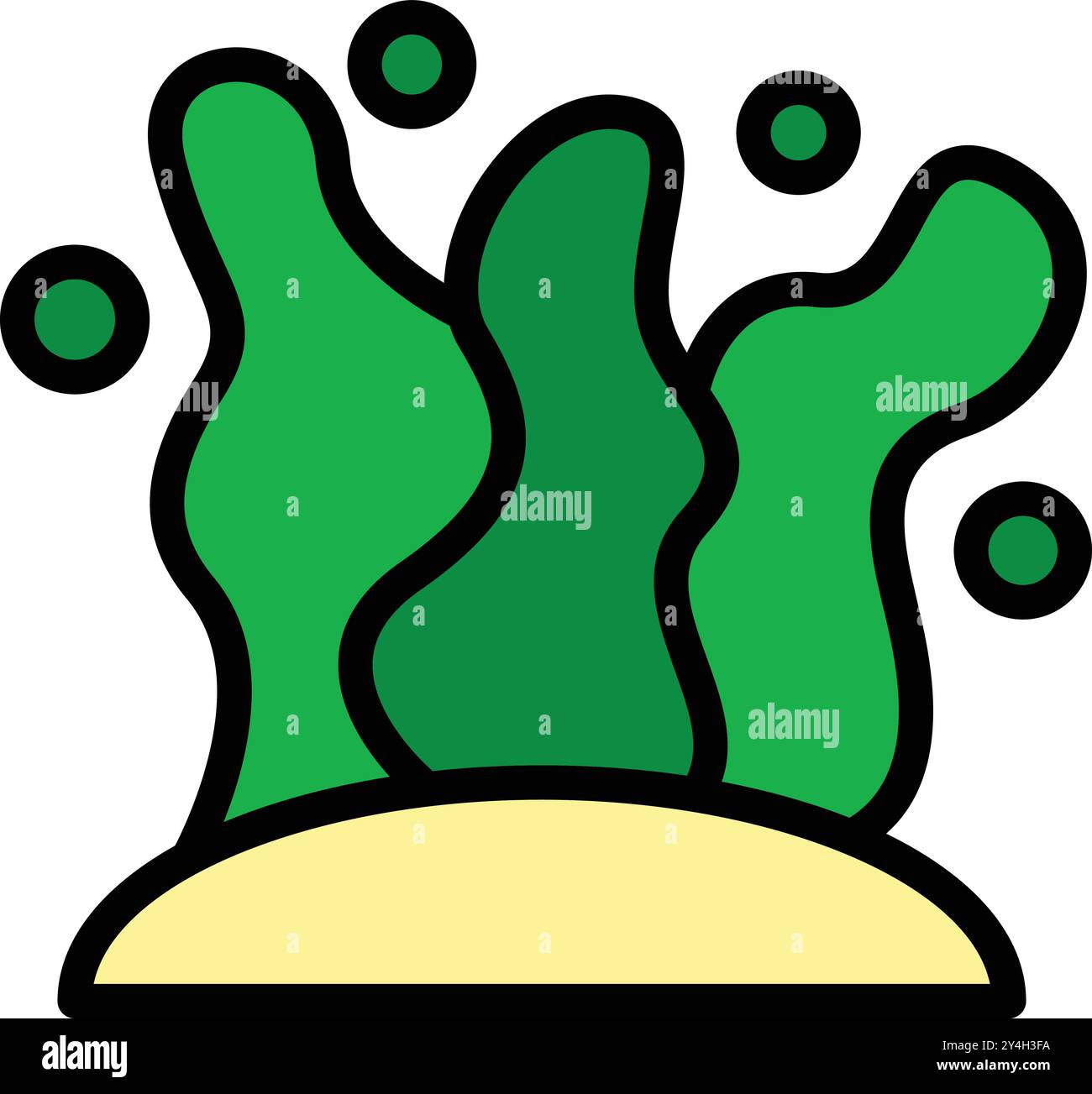 Simple vector icon of green seaweed growing on the seabed, isolated on ...