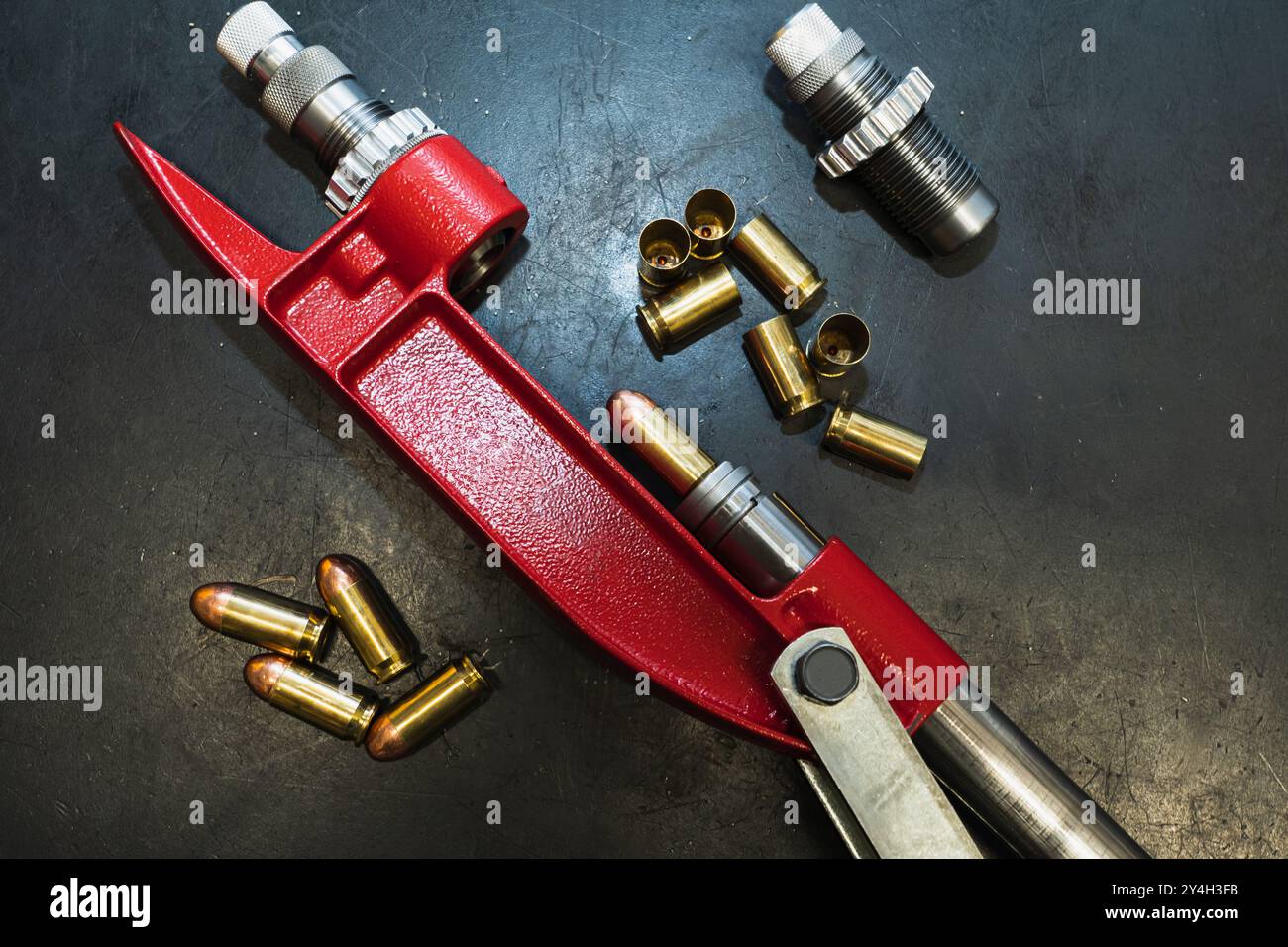 Reloading 45 caliber pistol cartridges. Manual press and dies Stock ...
