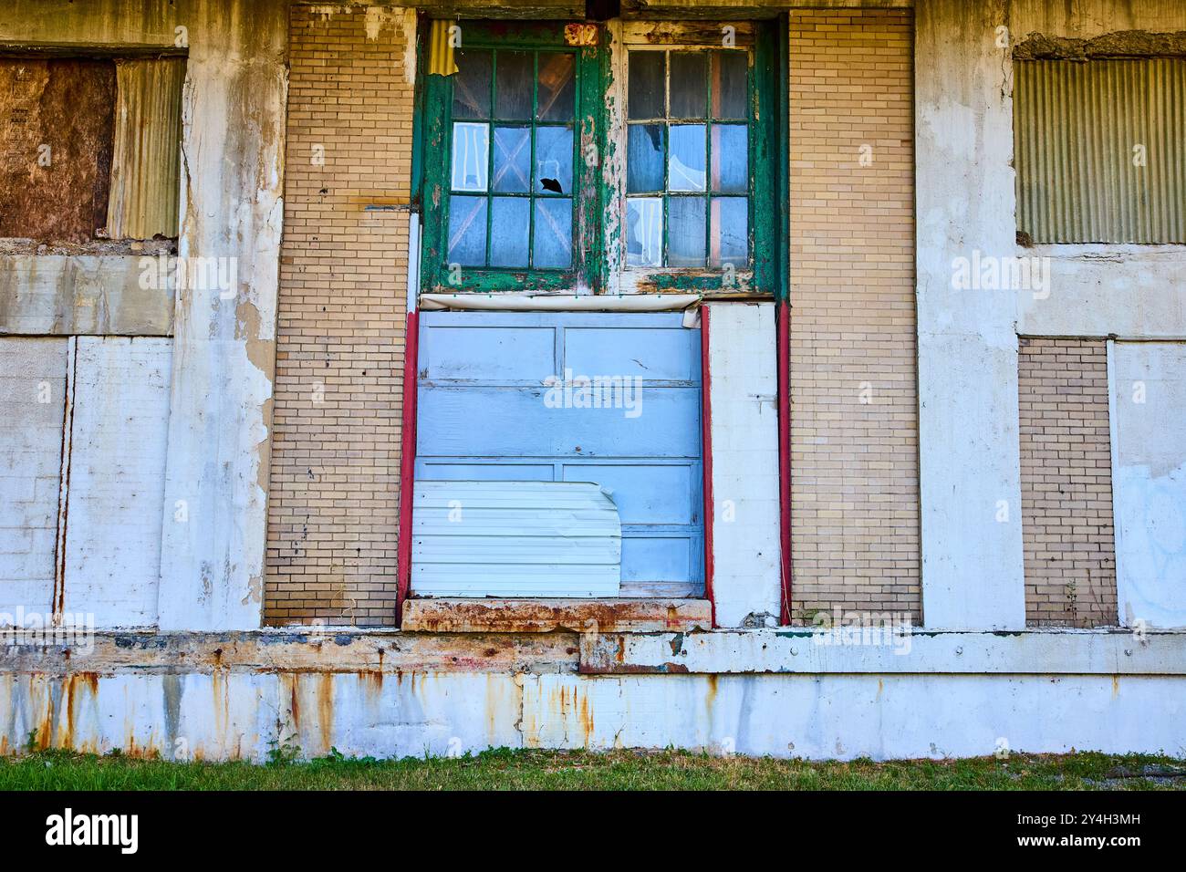Abandoned Toledo Building with Boarded Window Eye-Level View Stock ...
