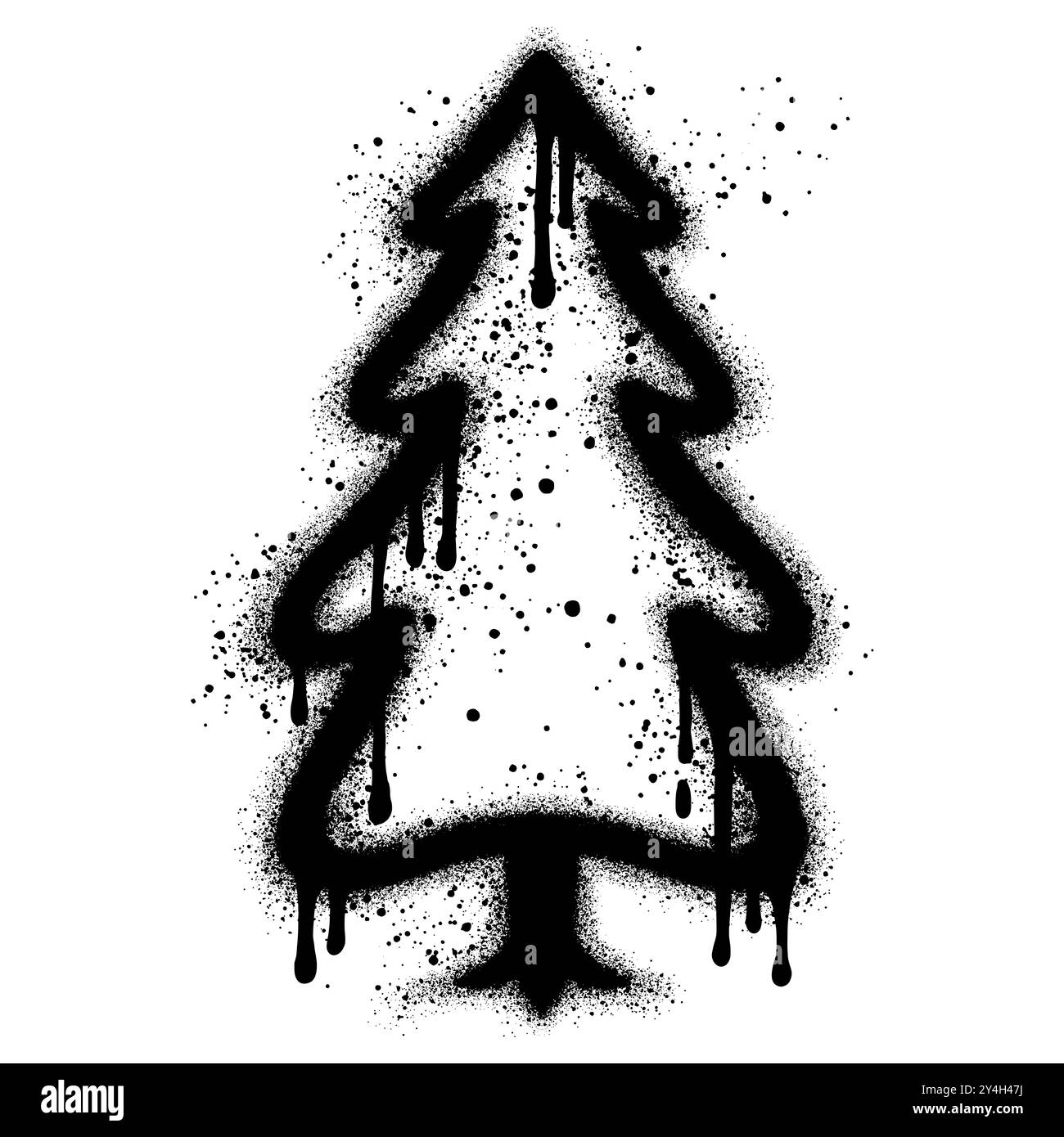 christmas tree spray paint vector. Graffiti, grunge, conifer graffiti ...