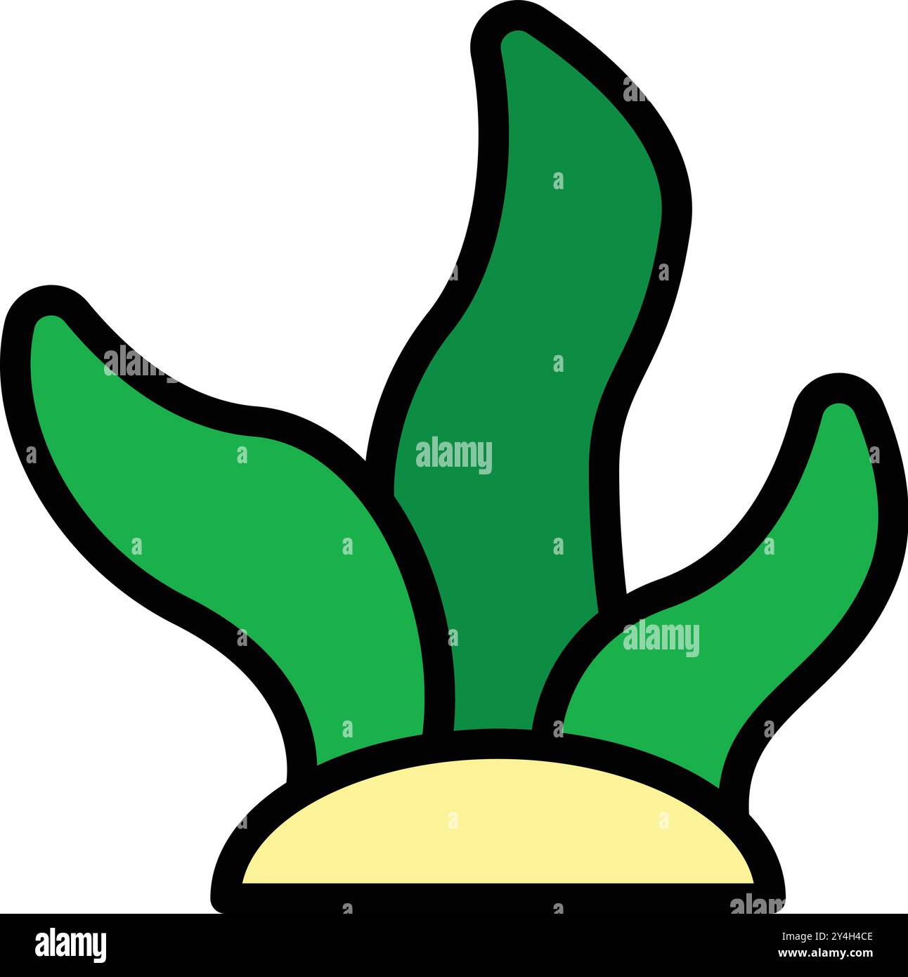 Simple vector illustration of green seaweed growing from the sand on ...