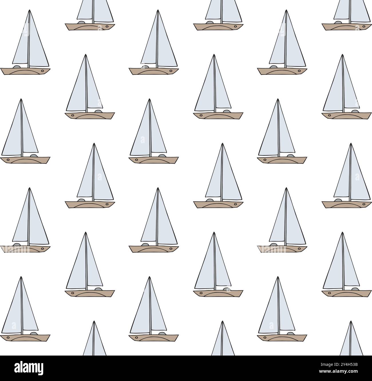 Vector seamless pattern of hand drawn sketch doodle colored sail boat ...