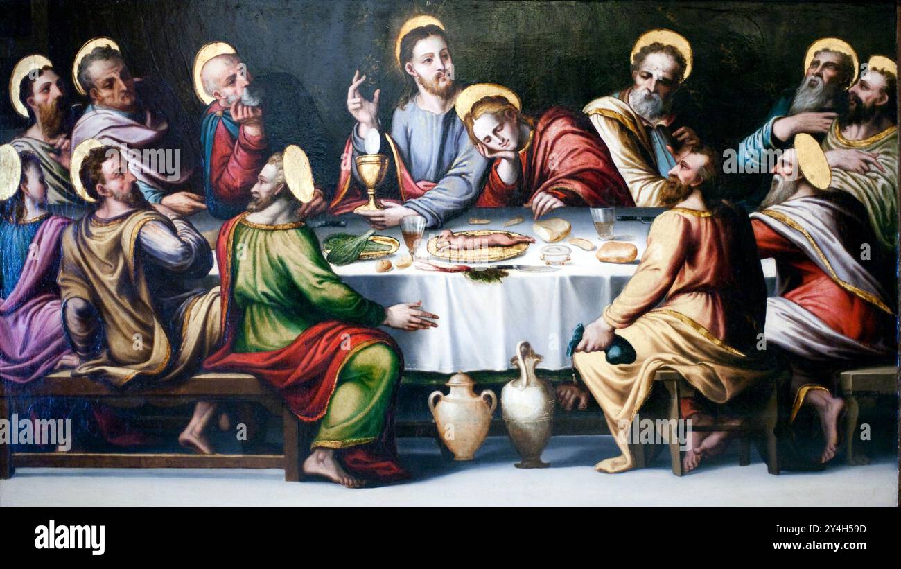 Seville, Spain June 22 2007, This artwork features the Last Supper ...