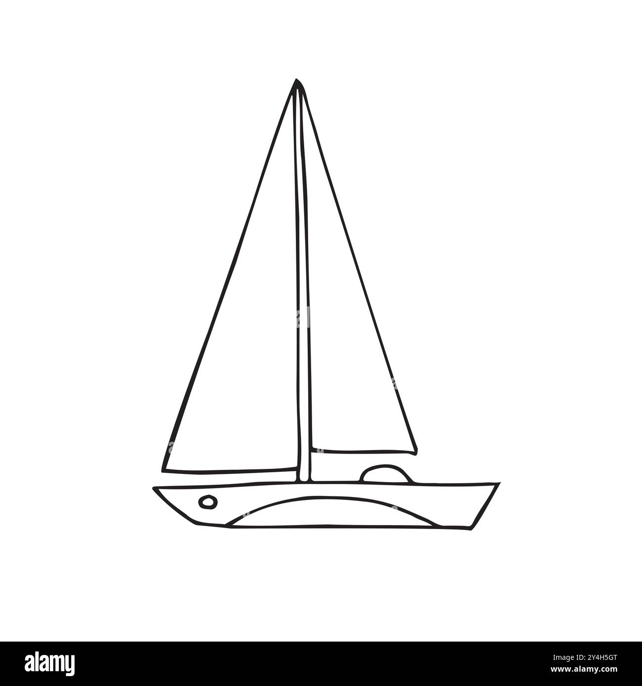 Vector hand drawn sketch doodle outline sail boat isolated on white ...