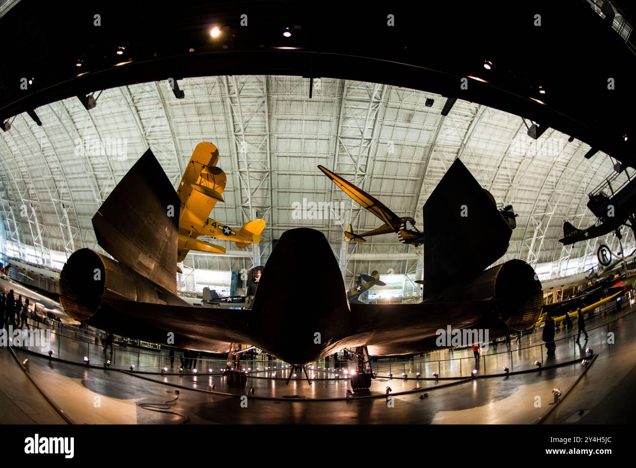 A silhouette of the rear of the Lockheed SR-71 Blackbird on display at ...