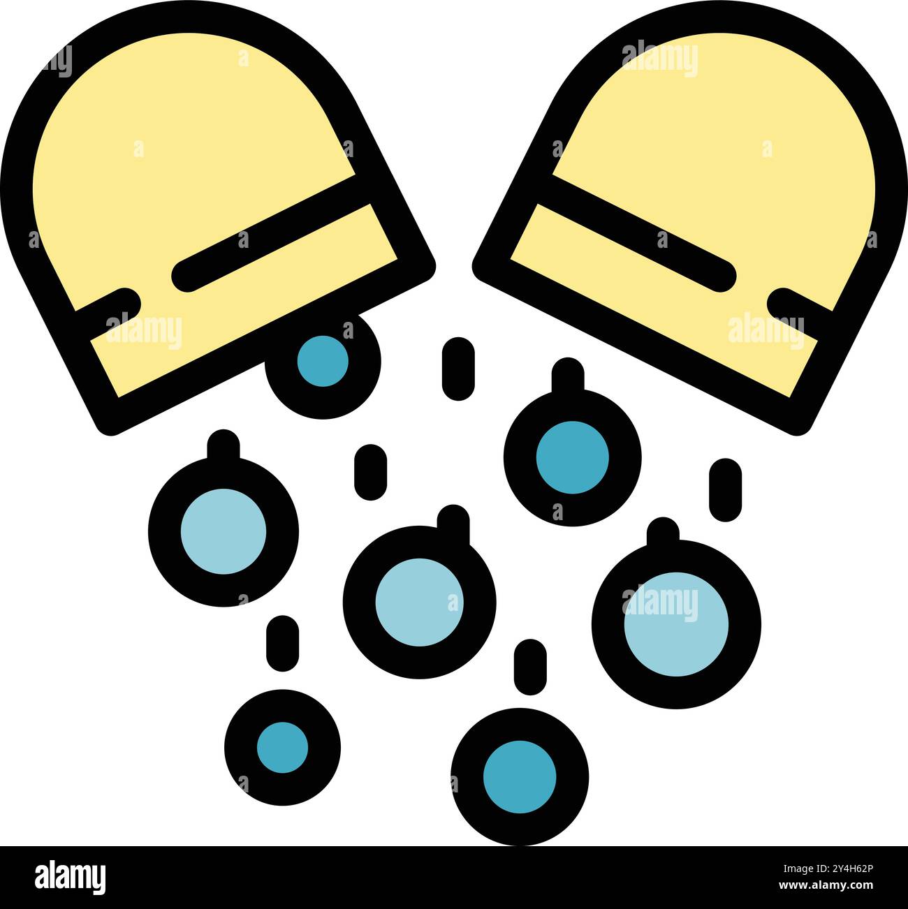 Open medical capsule releasing small round treatment balls Stock Vector ...
