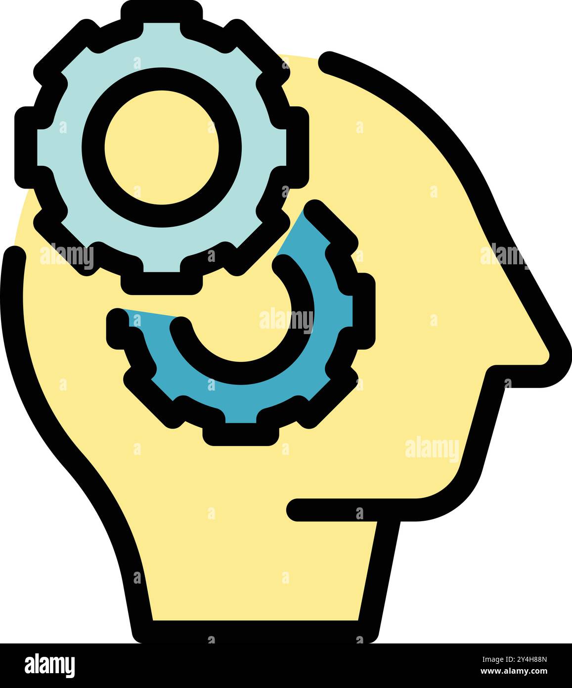Head silhouette gears working inside hi-res stock photography and ...
