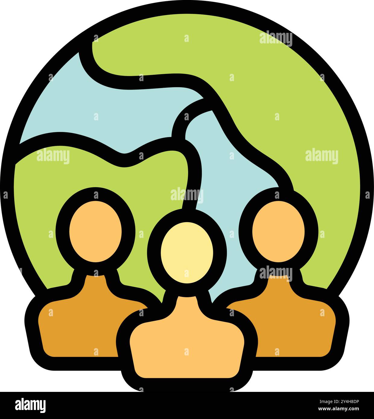 Diverse group of people standing together with a green globe as a ...