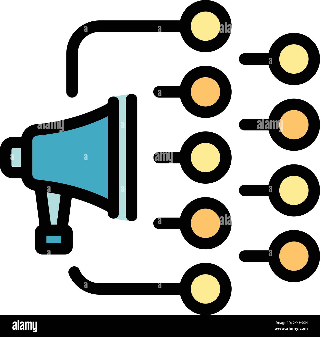 Megaphone is sending information through a network, representing a ...