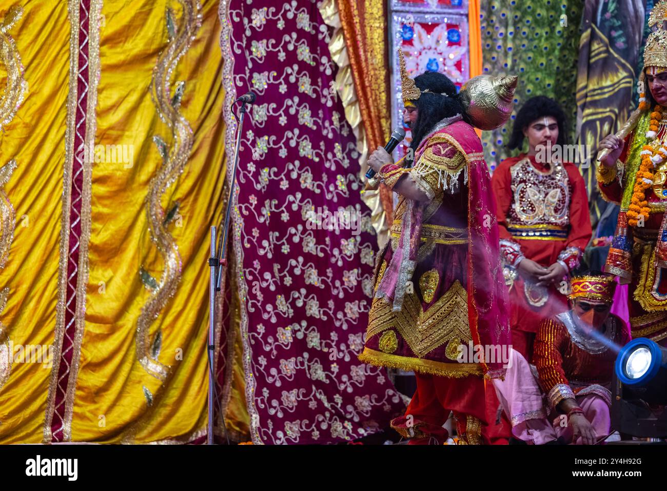 Portrait of the indian artists playing characters of hindu holy book ...