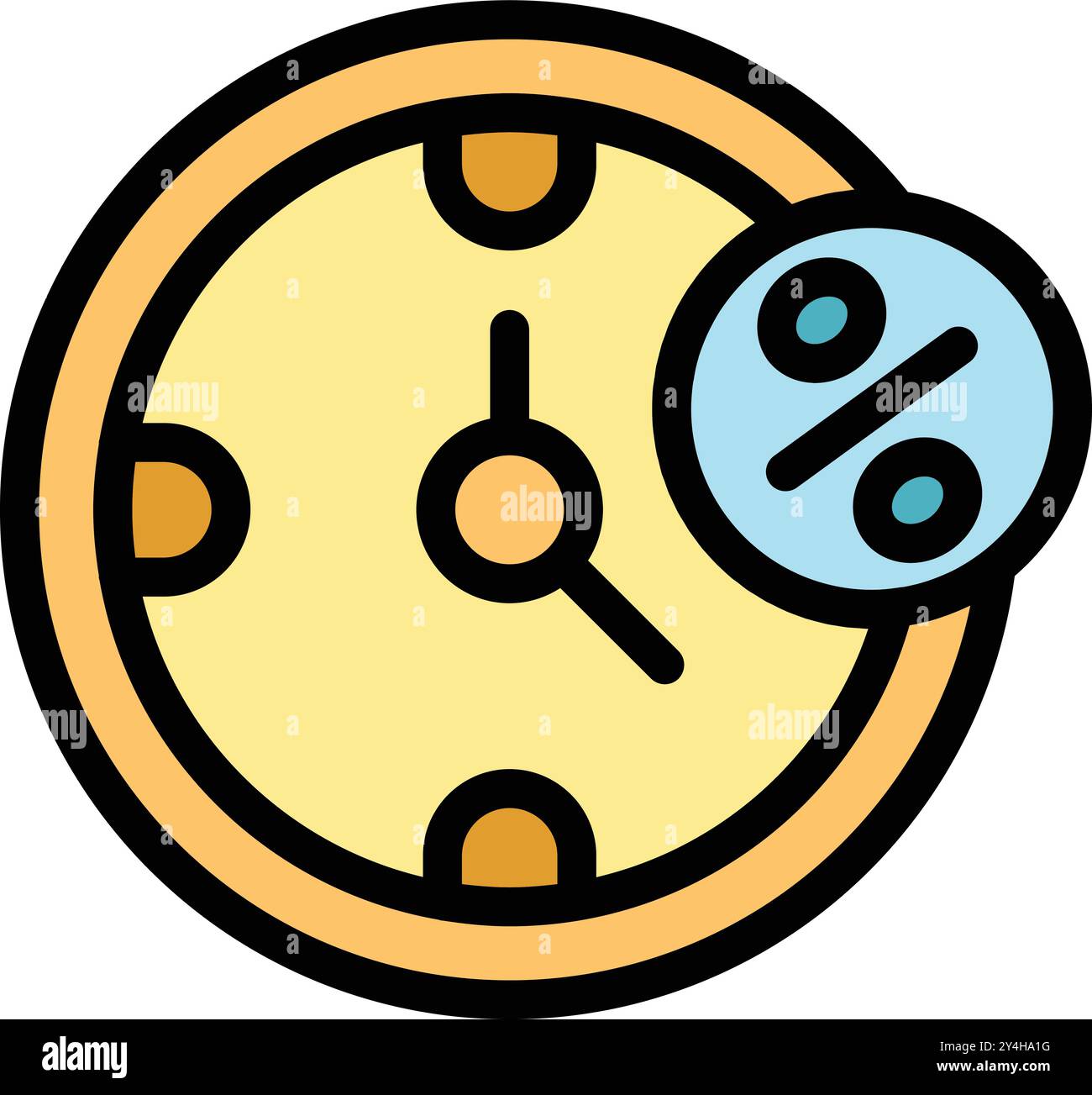 Analog clock showing the concept of time management with a percentage ...