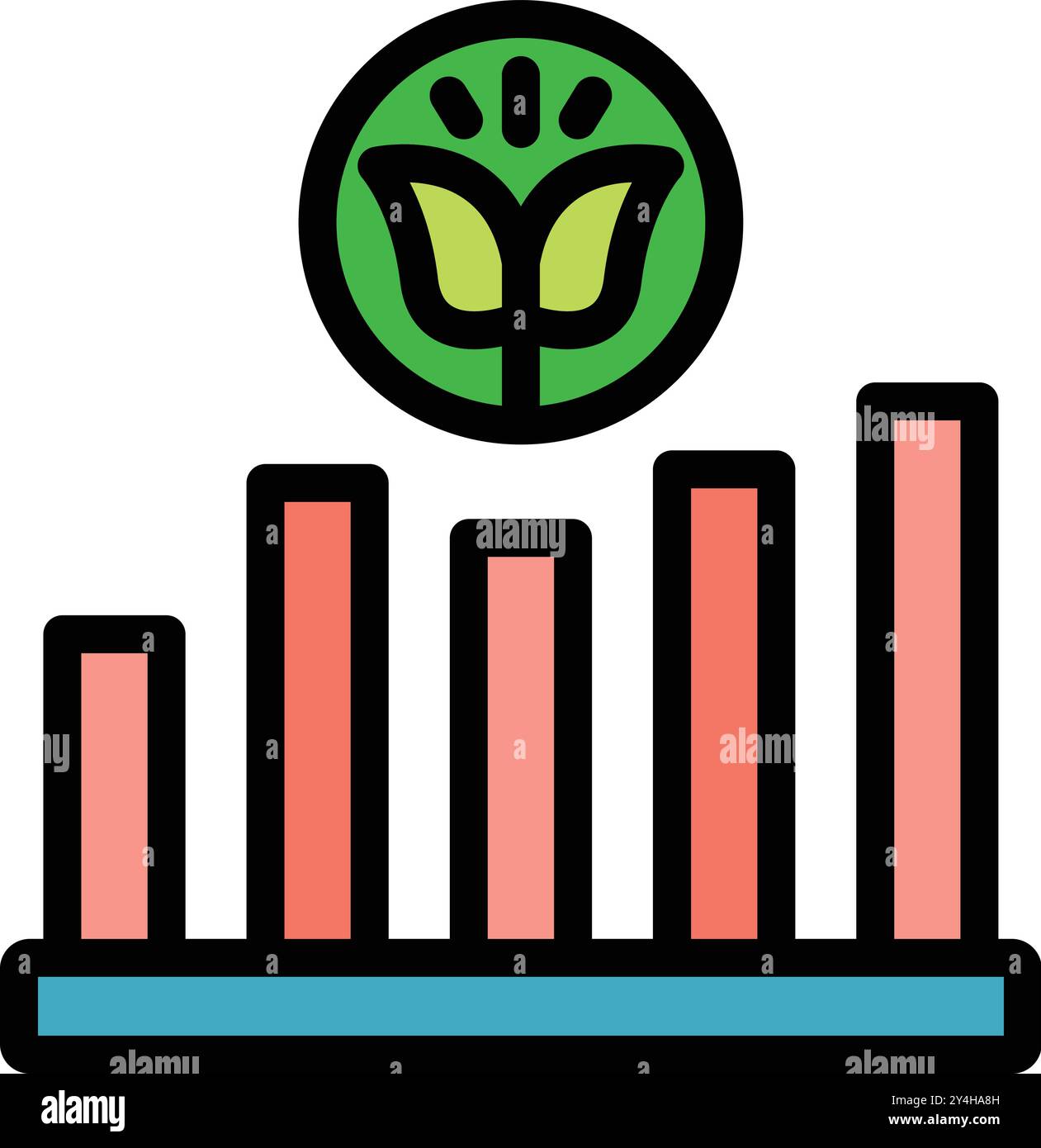 Colorful vector illustration of a flower growing over an increasing bar ...