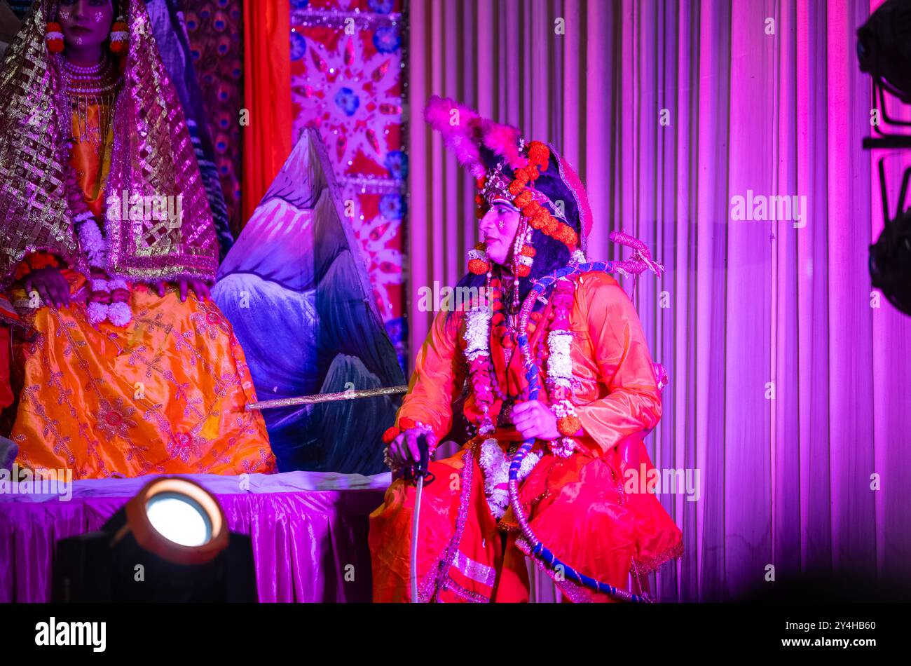 Portrait of the indian artists playing characters of hindu holy book ...