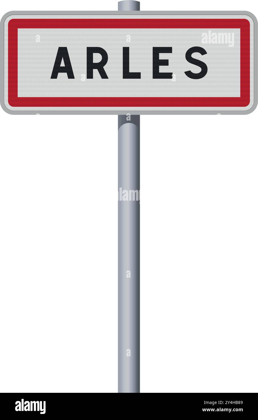 Vector illustration of the Arles (France) city entrance road sign on ...