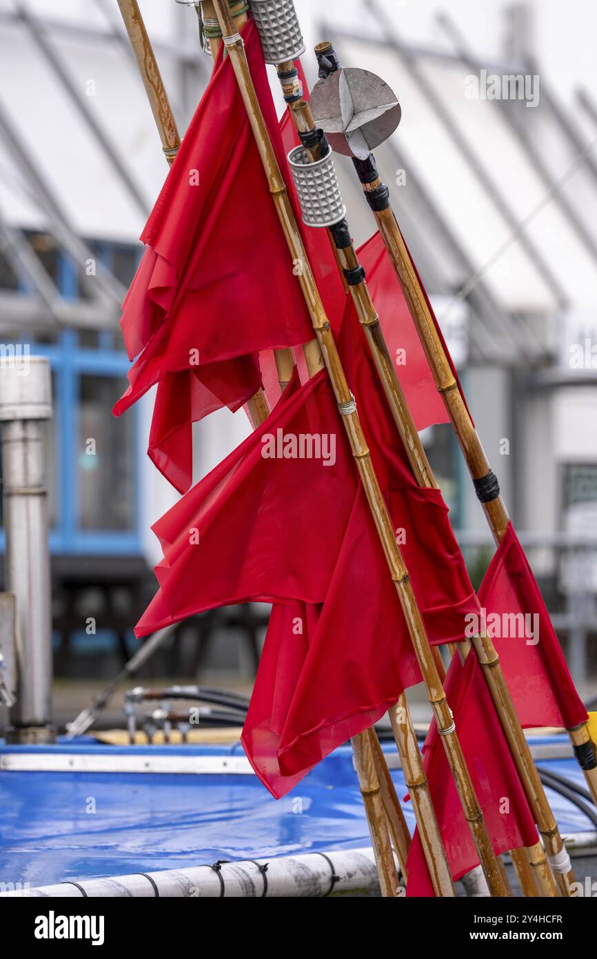 Fishing boats in the town harbour of Sassnitz, island of Ruegen, marker ...