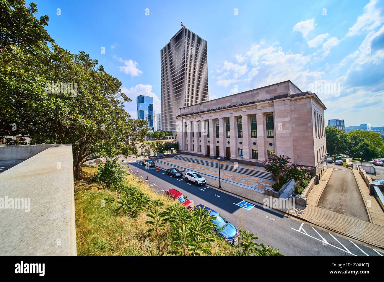 Nashville Courthouse and State Capitol Skyline from Elevated View Stock ...
