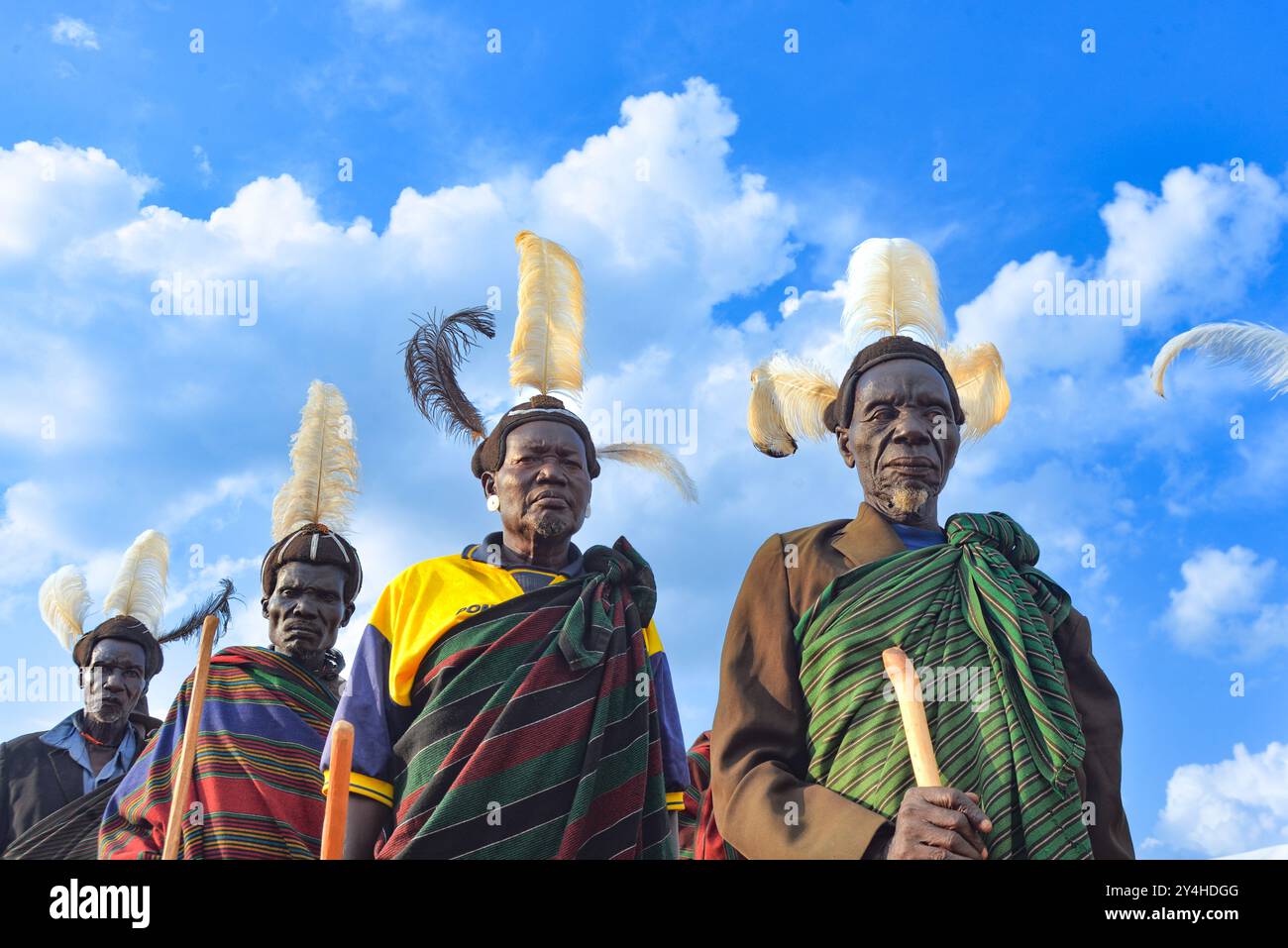 Karimojong elders donning their cereminail attire inKoditoKaramoja ...