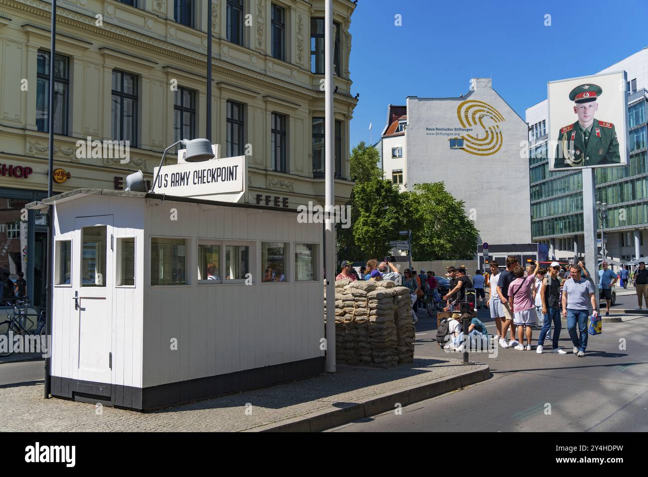 Checkpoint Charlie, a symbol of Cold War in Berlin, Germany, Europe ...