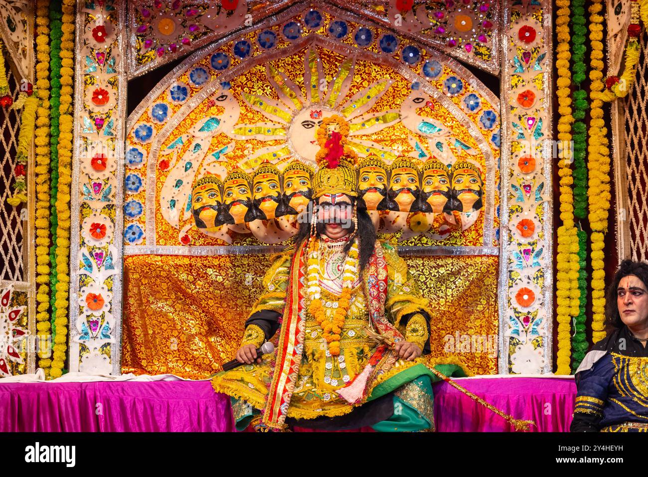 Portrait of the indian artists playing characters of hindu holy book ...