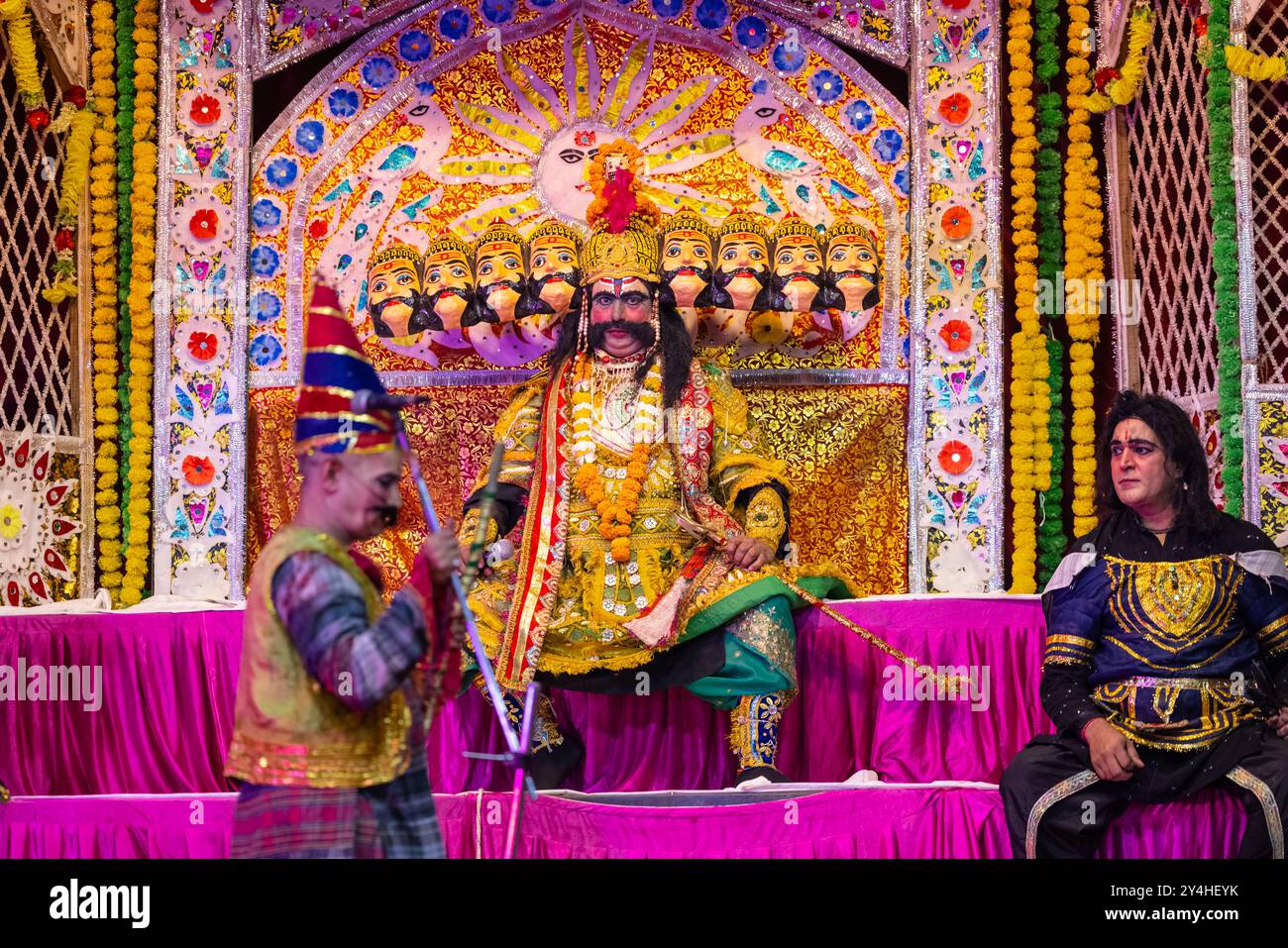 Portrait of the indian artists playing characters of hindu holy book ...
