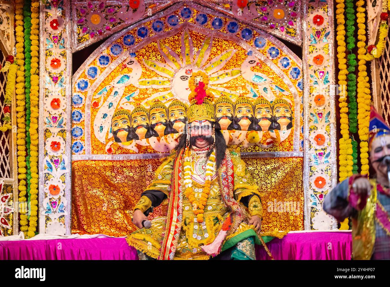 Portrait of the indian artists playing characters of hindu holy book ...