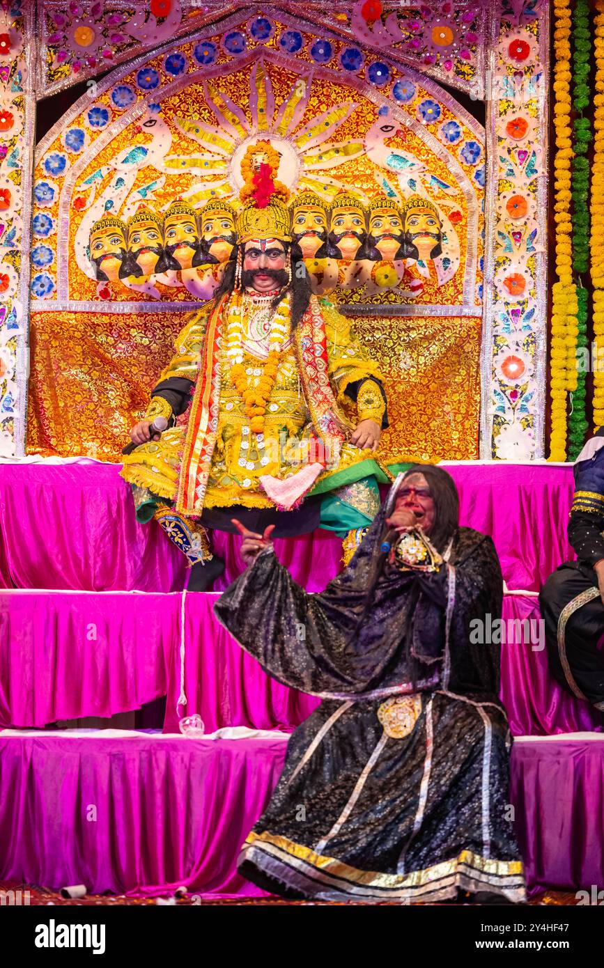 Portrait of the indian artists playing characters of hindu holy book ...