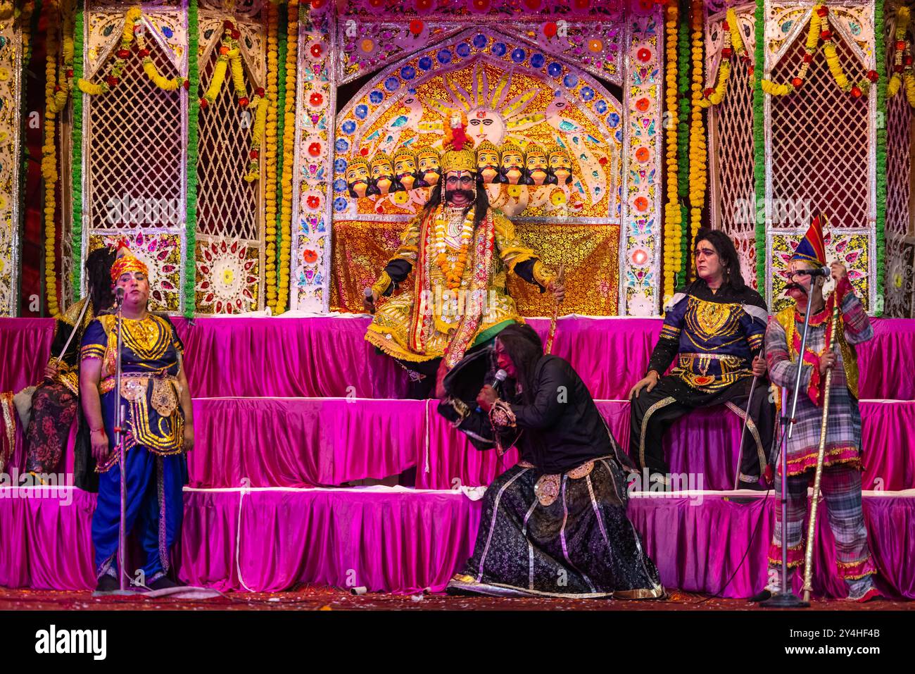 Portrait of the indian artists playing characters of hindu holy book ...
