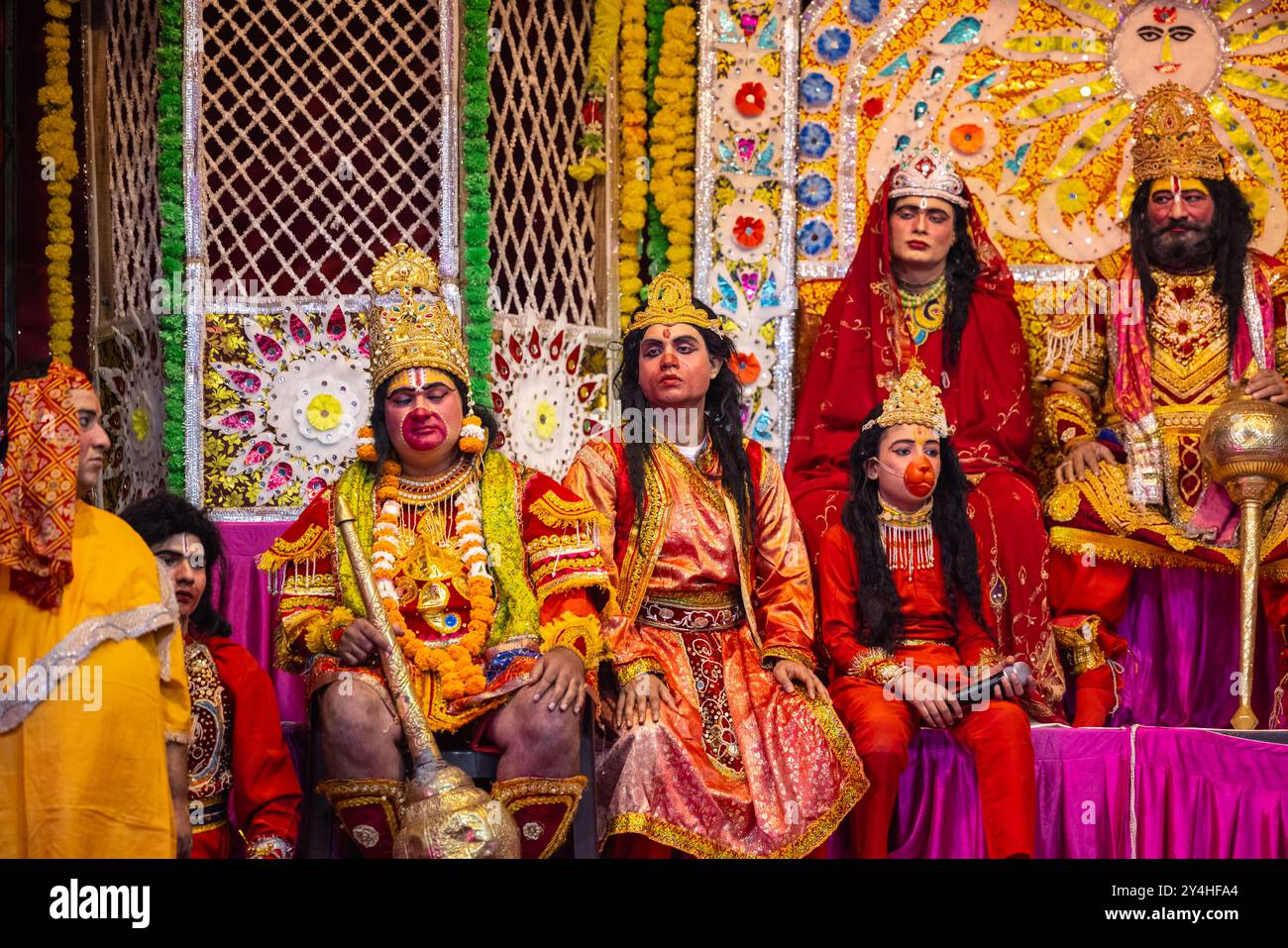 Portrait of the indian artists playing characters of hindu holy book ...