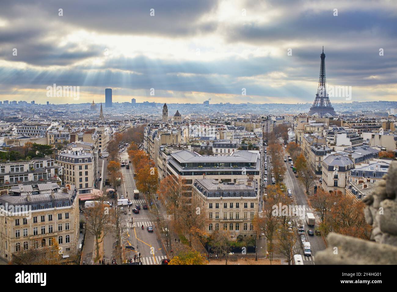 Aerial panoramic cityscape view of Paris, France with the Eiffel tower ...