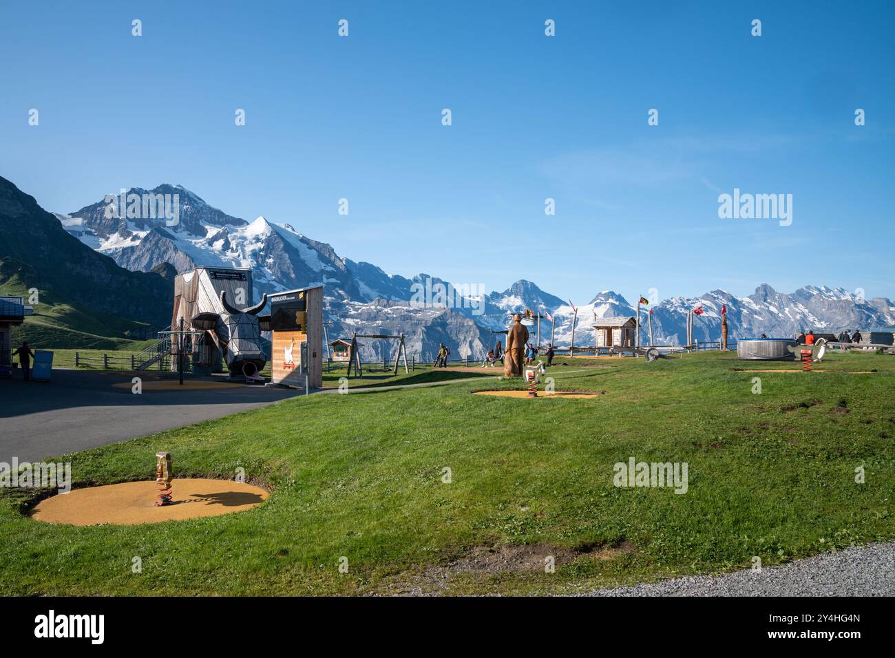 Mannlichen, Switzerland - July 24, 2024: Huge alpine playground ...