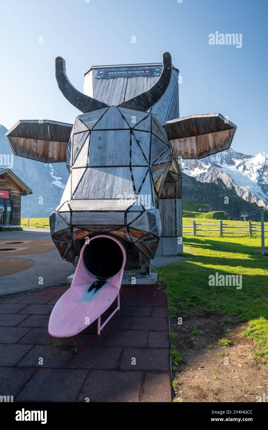 Mannlichen, Switzerland - July 24, 2024: Huge alpine playground ...