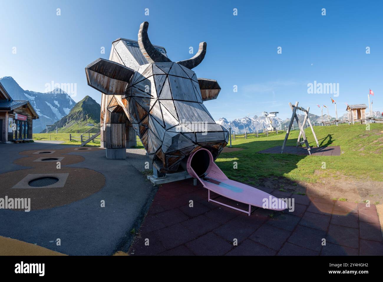 Mannlichen, Switzerland - July 24, 2024: Huge alpine playground ...
