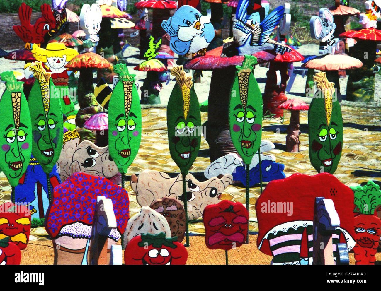 Montana, U.S.A., approx. 1994. Wood sculptures, yard decor sold at a ...