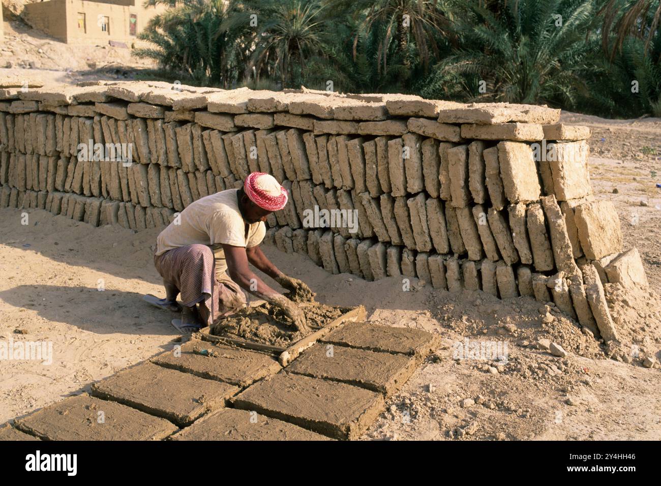 Asia. Yemen. Arabian Peninsula. Brick Making In Wadi Doan Stock Photo ...