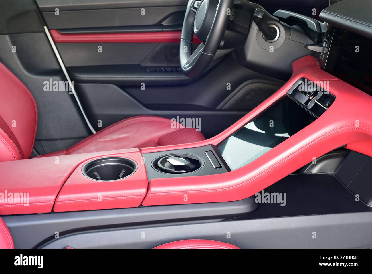 The center console of a sports car with luxury features Stock Photo - Alamy