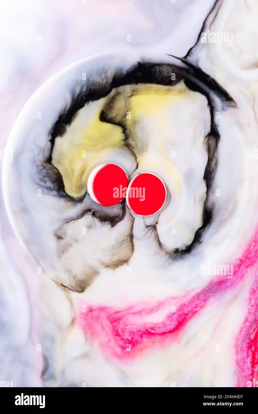 Surreal abstract background, spherical shape, face like, red eyes ...