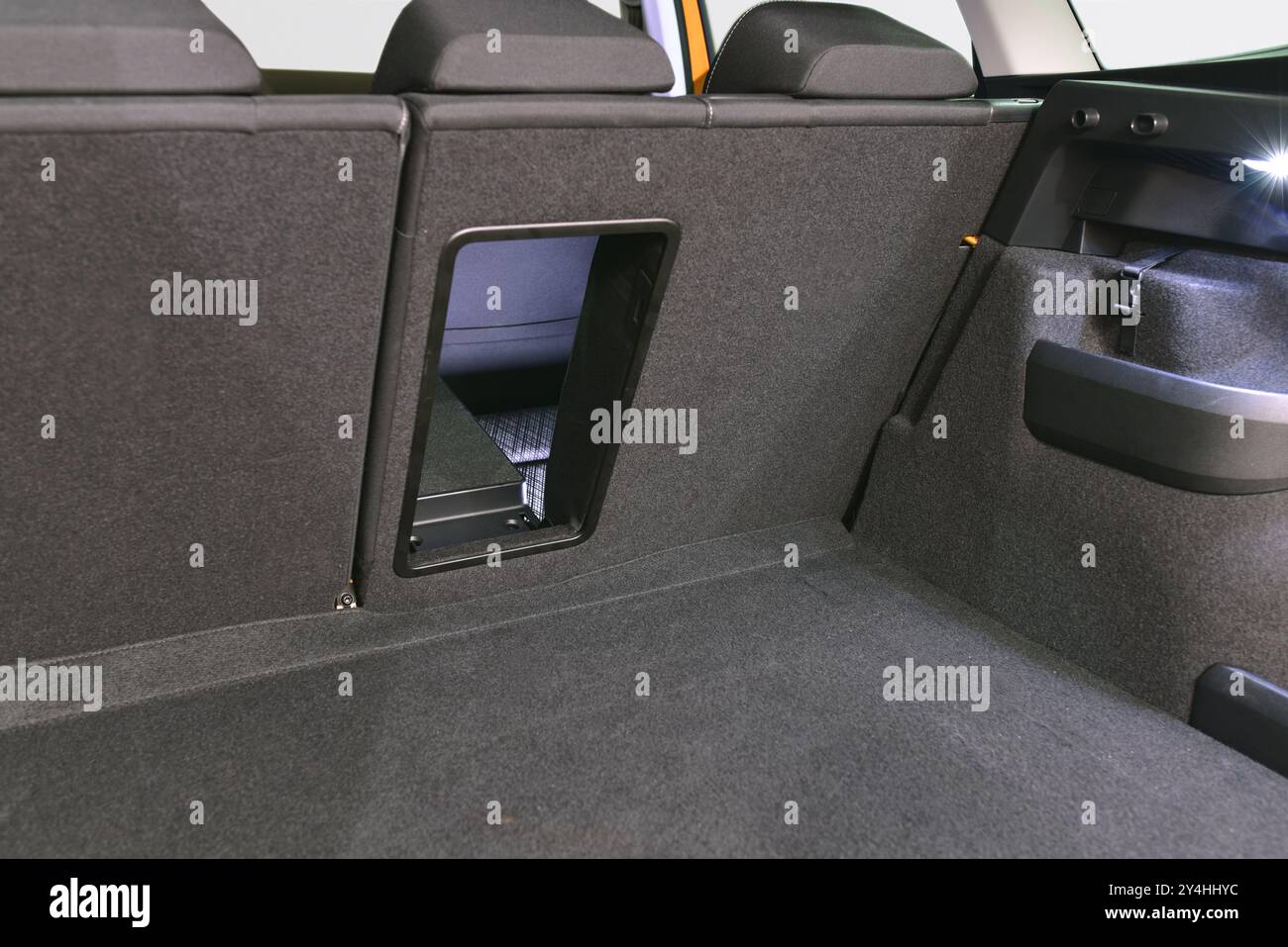 Ski hatch on the rear seat backs in the car Stock Photo - Alamy