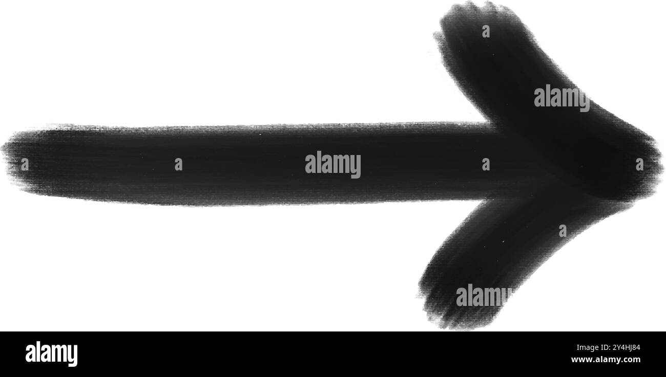 A black hand drawn arrow pointing to the right. Vector illustration ...